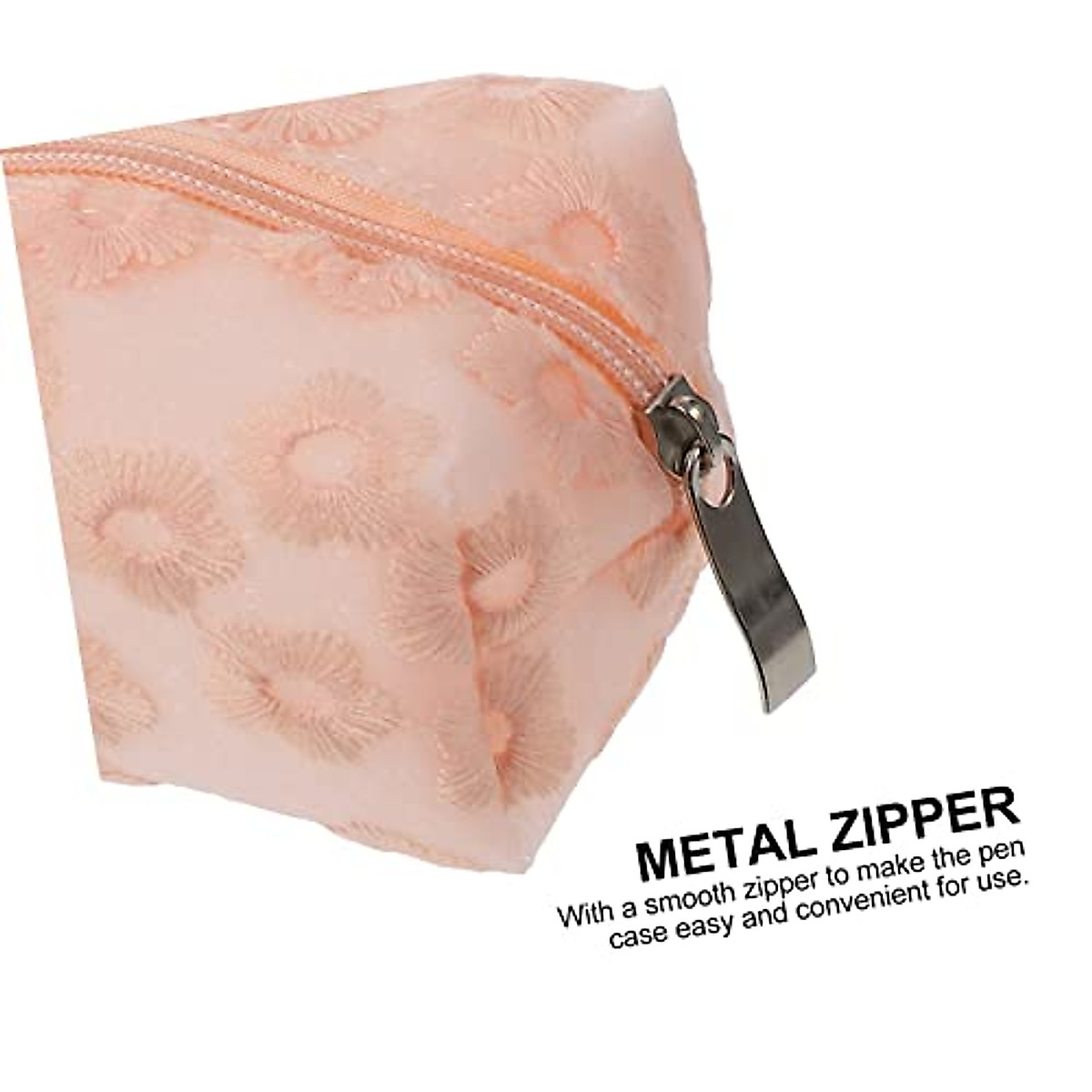 Operitacx 2 pcs Holder Embroidered Pouch Zipper Clear And Pen Pencil Portable Office Canvas Bag Orange Students Colored Makeup Student Pattern Multifunctional Stationery Cosmetic Zippers