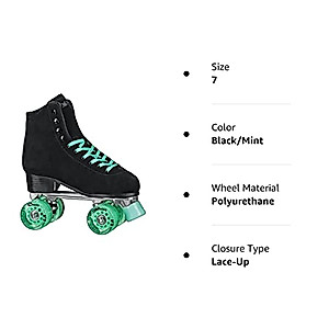 Roller Derby Elite Driftr Roller Skates (7, Black/Mint)