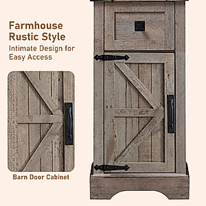 OKD Bathroom Storage Cabinet, Farmhouse Storage Cabinet with Adjustable Shelves & Storage Drawer, Tall Linen Tower for Bathroom, Living Room, Light Rustic Oak