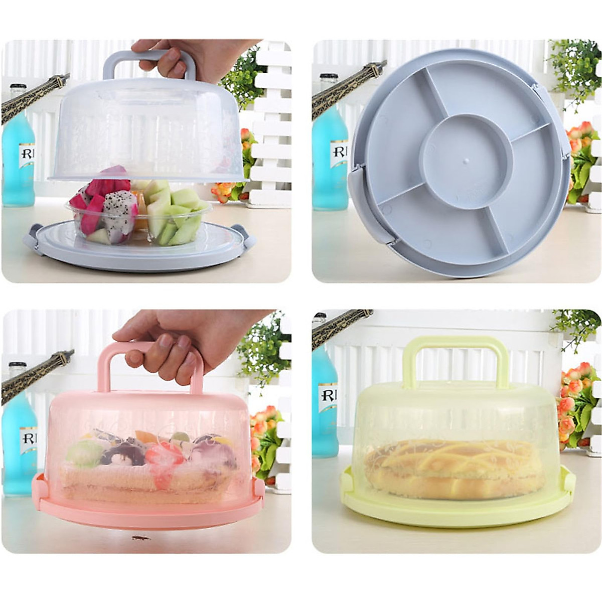 UracoN Round Carrier Plastic Cake Keeper, With Lid And Handle Cake Transport Container Plastic Cake Keeper With Lid Cake Decorating Kit (blue)