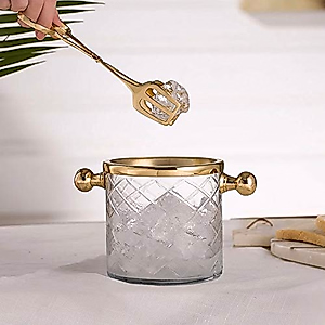 N/A Handmade Brass glass ice bucket with ice clip dining table cooler wine wine rack ice bucket champagne can cooler