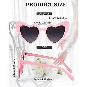 Flutesan 12 Pair Wedding Heart Shaped Sunglasses Bachelorette Vintage Cat Summer(White, Pink, Black Gray)