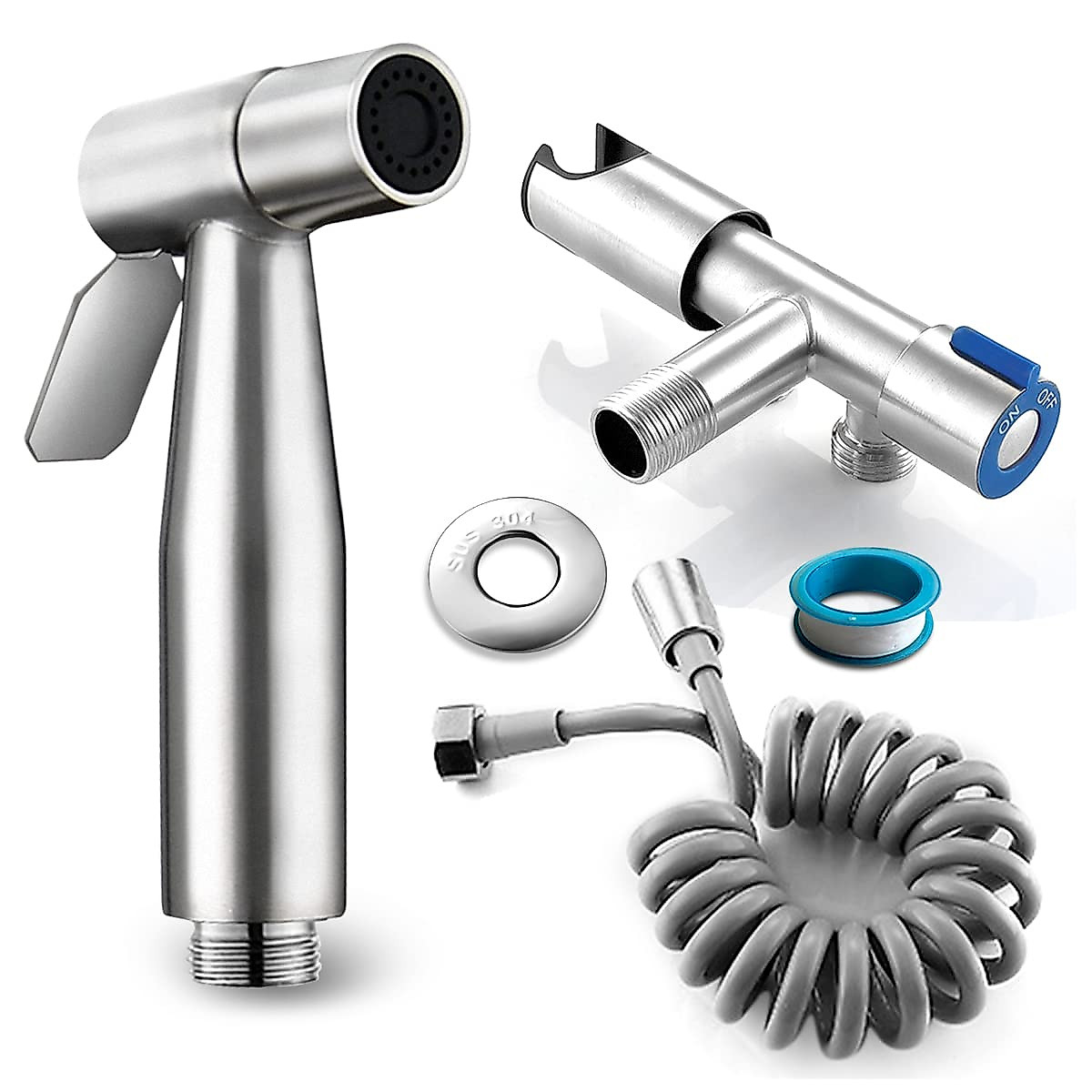 Bidet Sprayer for Toilet, Handheld Bidet Sprayer for Toilet Jet Spray for Toilet Cloth Diaper Sprayer Set Premium Feminine Hygiene Cleaning Muslim Shower Toilet Sprayer Stainless Steel Easy to Install