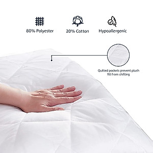 Amazon Basics Hypoallergenic Quilted Mattress Topper Pad Cover - 18 Inch Deep, Queen