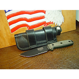 Custom Leather Knife Sheath Fits Rat 4 and ESEE 4, Leather Fixed Blade Knife Holder, Dyed Black