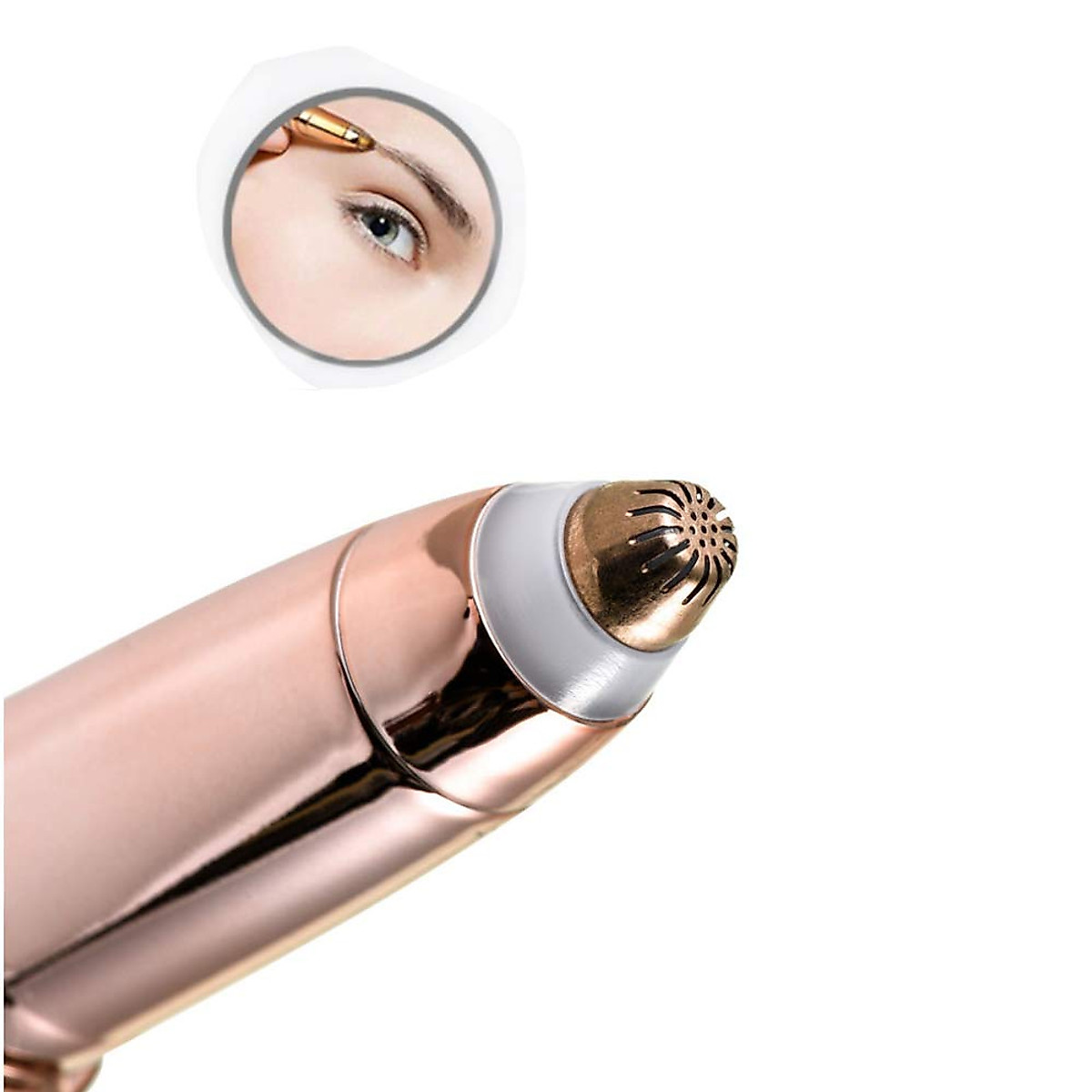 Rechargeable Eyebrow Hair Removal for Women, Painless Electric Eyebrow Trimmer Epilator, Ladies Eyebrow Razor Shaver for Eyebrow Hair Remover with LED Light (Rose Gold)
