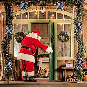 19.6 Yard 2.5 inch Wide Buffalo Plaid Ribbons Wired Edges, 2 Rolls Black and White Checkered Ribbon for Christmas Tree Gift Decorations