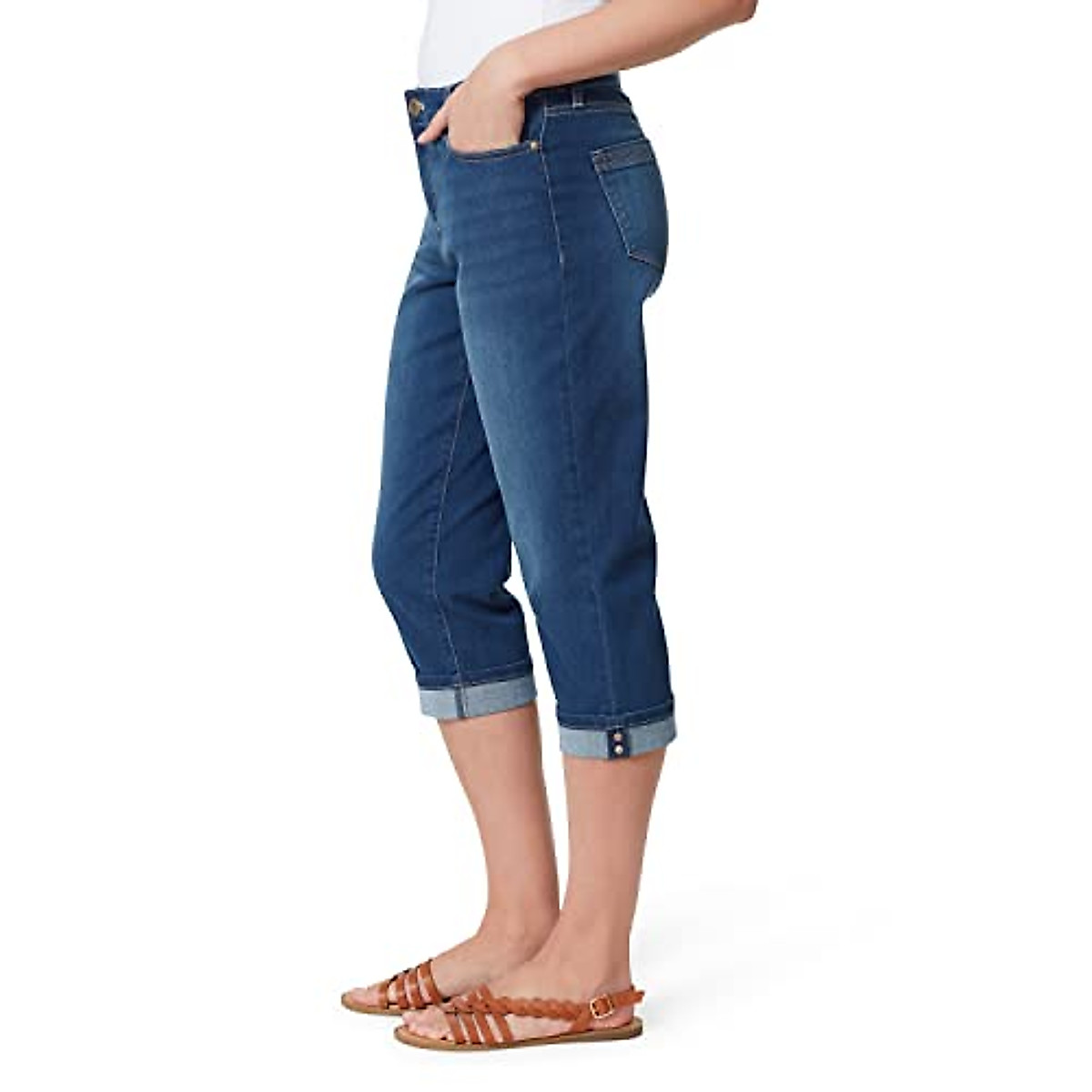 Bandolino Women's Size Mandie 5 Pocket High Rise Capri, New Journey, 18 Plus Regular