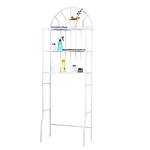 Over The Toilet Storage Cabinet, 3 -Tier Toilet Storage Rack Freestanding Bathroom Shelves Over Toilet Anti-Slip Space Saver Over The Toilet Rack, White