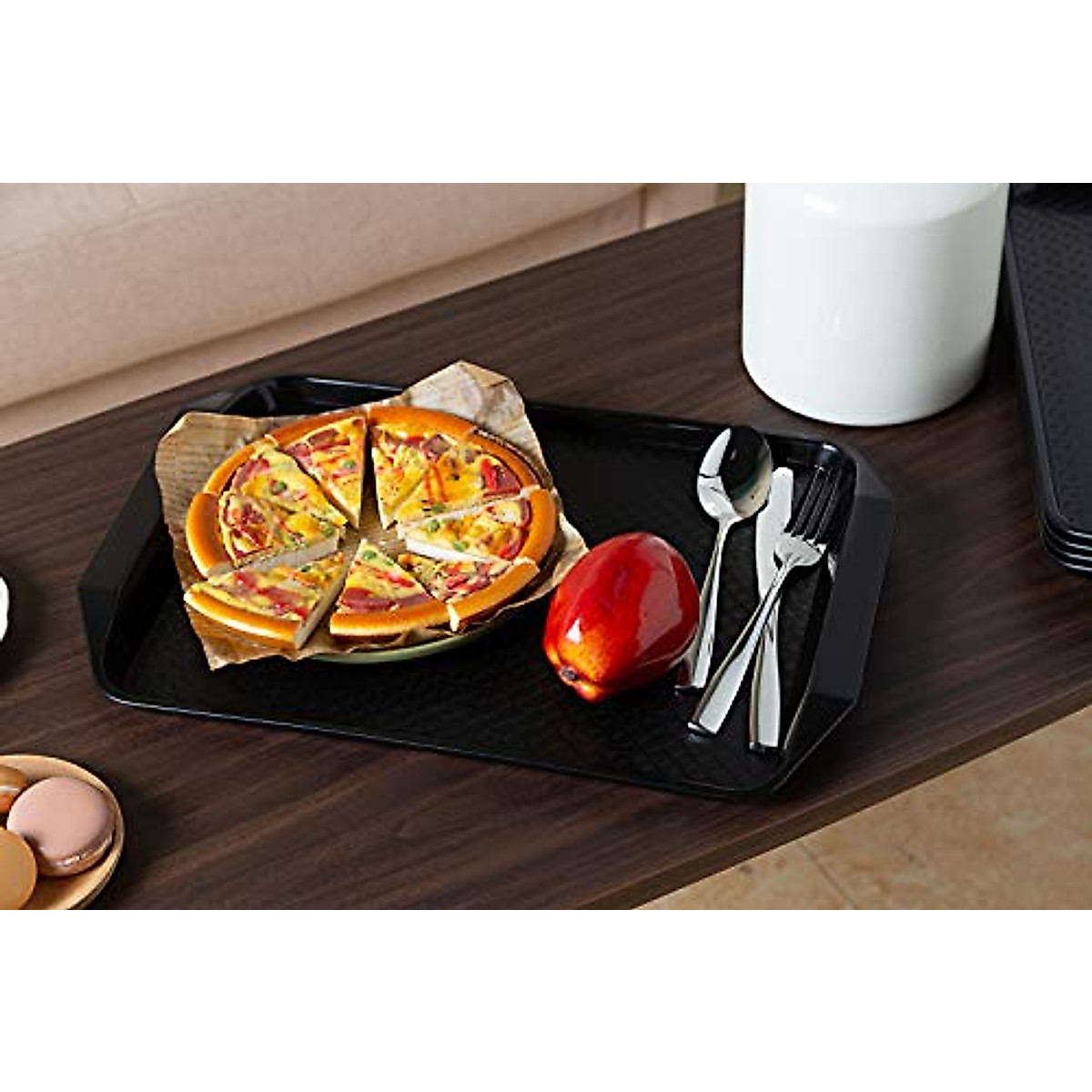 Aebeky Plastic Fast Food Tray,16.7 by 11.8-Inch,Set of 12 (Black)