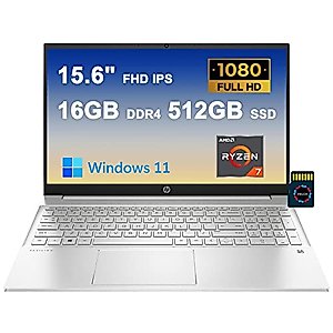 HP Pavilion 15 Business Laptop | 15.6" FHD IPS BrightView Multi-Touch Display | AMD 8-core Ryzen 7 5825U (>i7-1160G7) | 16GB DDR4 512GB SSD | Backlit USB-C HDMI B&O Win11Pro Silver + 32GB MicroSD Card