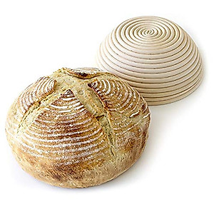 2 pack of mini 5 Inch Round Brotform Banneton Proofing Basket Bread Bowl for Baking Dough (Bonus Linen Cover) (5 inch)