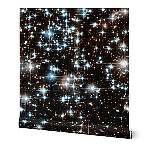 Peel & Stick Wallpaper Swatch - Stars Sparkle Star Field Dark Galaxy Universe Outer Space Photo Blue Nebula Black Custom Removable Wallpaper by Spoonflower