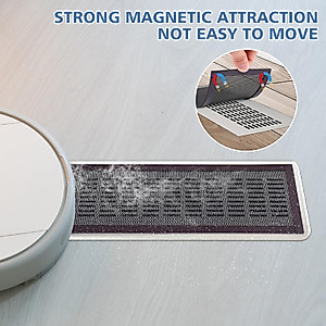 4 Pack Strong Magnetic Floor Vent Cover - PVC Mesh Register for Wall Ceiling Floor Catch Debris Hair Insect (Black, 4 x 10 Inch)