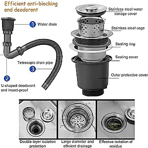 NYCDA Commercial Restaurant Sink, Single Bowl Sink W/Knife Holder, Stainless Steel Outdoor Sink, Freestanding Kitchen Sink, with Hot and Cold Water Faucet 120x50x80cm/47.2x19.7x31.5in Left