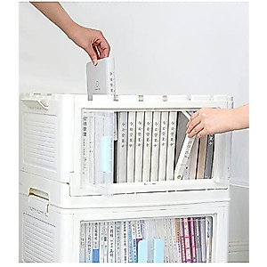 Radefasun Foldable Storage Bins with Lid and Clear Door and Weels Plastic Collapsible Storage Box Portable Stackable Grocery Toys Books Container Folding Storage Crate for Home or Car Trunk