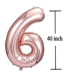 Rose Gold 60 Number Balloons Big Giant Jumbo Large Number 60 Foil Mylar Balloons for Women Men 60th Birthday Party Supplies 60 Anniversary Events Decorations-40 inch