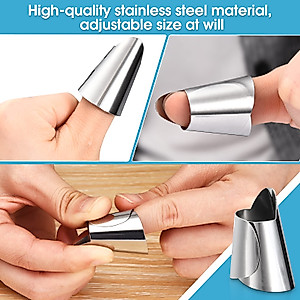 VYH Multifunctional Stainless Steel Finger Protector, Stainless Steel Cutting Protector, Multifunctional Tool For Peeling Beans, Chestnuts And Nuts, Adjustable Size Nail Protector. (10 Pieces)