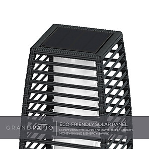 Grand patio Outdoor Solar-Powered Floor Lamp Weather-Resistant Wicker Woven Lights for Deck, Garden, Lawn, Driveway, Pool, Porch - Medium Crossover