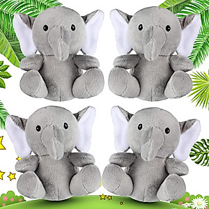 Skylety 4 Pcs Mini Elephant Stuffed Animals Elephant Plush Toys Plush Stuffed Elephant Cute Soft Forest Animals for Baby Shower Boys Girls Elephant Themed Birthday Party Supplies (Grey,4 Inch)