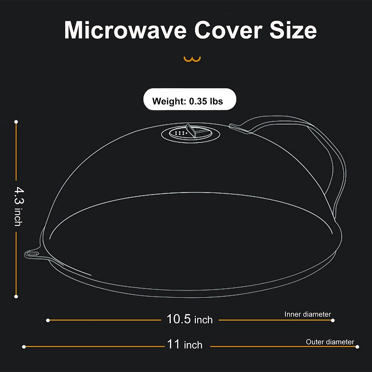 Microwave Splatter Cover for Food, Clear Like Gla Microwave Splash Guard Cooker lid, Dish bowl Plate Serving Cover with Steam Vent, BPA-Free, Saft Plastic, 10.5 Inchs