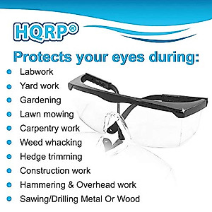HQRP Clear Tint UV Protective Safety Glasses Goggles for Lab Chemistry courses Science class in School High School College Laboratory work etc.