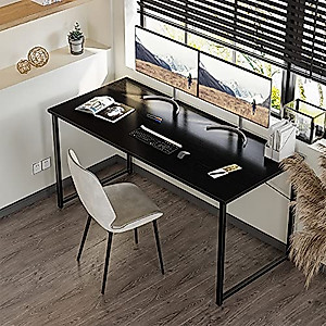 Coleshome 55 Inch Computer Desk, Modern Simple Style Desk for Home Office, Study Student Writing Desk, Black