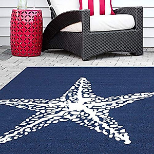 nuLOOM Marine Hand Hooked Indoor/Outdoor Accent Rug, 2' x 4', Navy