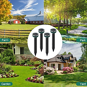 ELLASSAY Ultrasonic Mole Repellent Solar Powered 4 Pack Sonic Mole Deterrent Spikes,Snake Gopher Vole Repellent for Lawn Garden & Yard,Gopher Deterrent,Groundhog Repeller