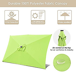 Yescom 10x6.5ft Outdoor Rectangle Solar Powered LED Patio Umbrella with Crank Tilt for Garden Backyard Table Market Pool