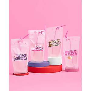 xo, Fetti Bachelorette Party Drink Pouches - 16 count | Bachelorette Party Cups, Bridesmaid Names Decorations, Maid of Dishonor Favors, Miss Behaving