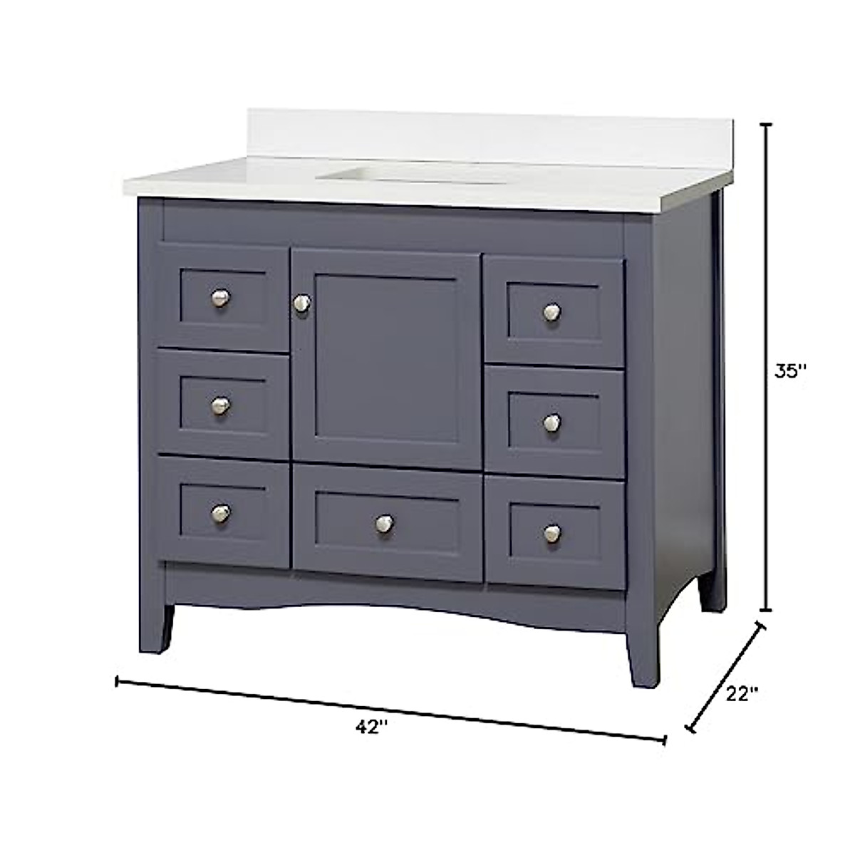 Abbey 42-inch Bathroom Vanity (Quartz/Marine Gray): Includes Marine Gray Cabinet with Stunning Quartz Countertop and White Ceramic Sink