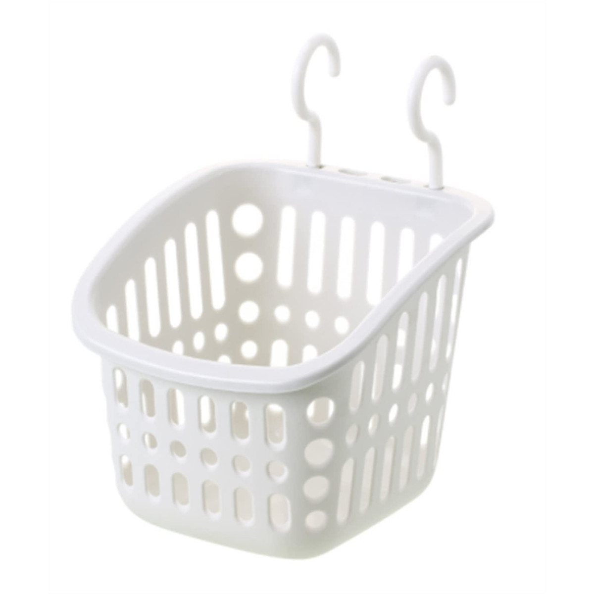 NFEGSIYA Bath Basket Plastic Hanging Shower Basket with Hook Makeup Organizer Basket for Bathroom Storage Holder Kitchen Holder (Color : Square White S)