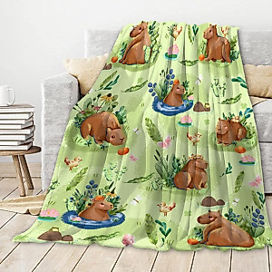 Cabybara Blanket | Ultra-Soft Cute Capybara Flannel Blanket for Boys Girls | Plush Cozy Warm Funny Animal Throw Blanket | Funny Gift for Animal Lover | 40"x50" Cabybara Lover Gift Blanket for Kids