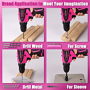 Pink Drill Set for Women, 137 Piece Hand and Power Tool Set with 12V Cordless Drill, Home Tool Kit for DIY, Necessities for Daily Decoration and Maintenance, As a Creative Gift for Ladies