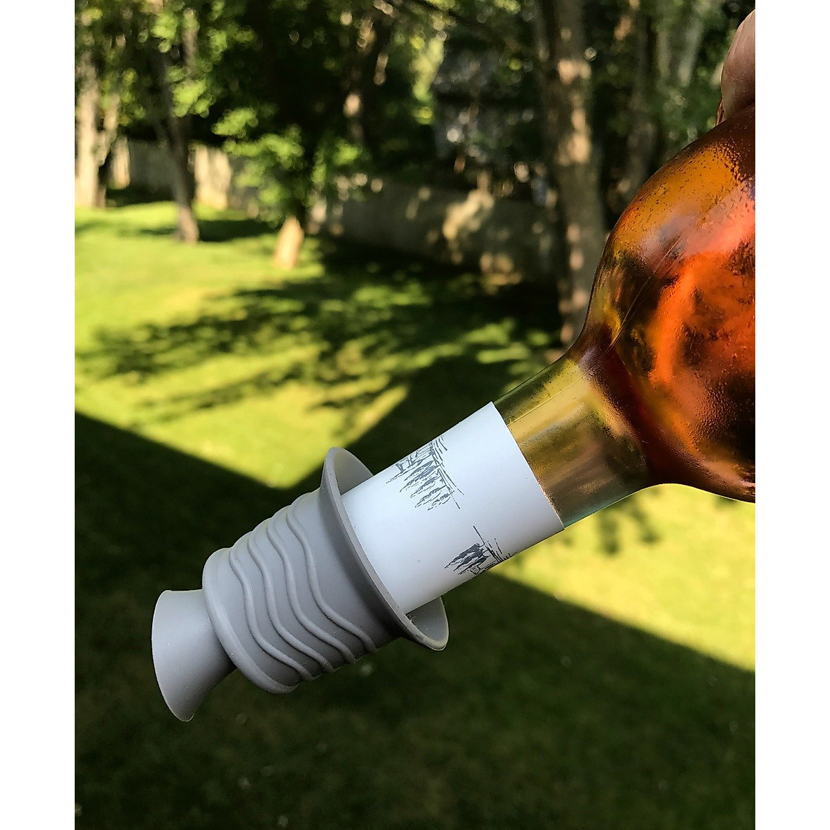 Wine Stopper and Pourer 2 Pack – Pink and Gray Silicone Wine Accessories to Serve Wine More Easily by Simply Charmed