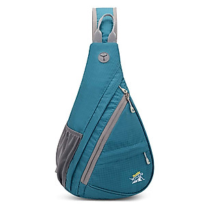 RedsGirl Outdoor Lightweight Waterproof Sling Backpack - Crossbody Shoulder Chest Bag Hiking Daypacks for Men Women Youth, Lake Green