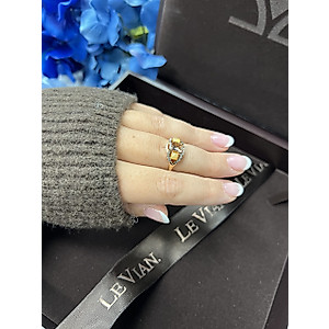 LE VIAN 1/6 Carat Diamond, Morganite and Opal Split Shank Ring for Women in 14k Rose Gold (Fancy Brown/G-H, VS2-SI2, cttw) Triple Stone Promise Anniversary Ring Size 7