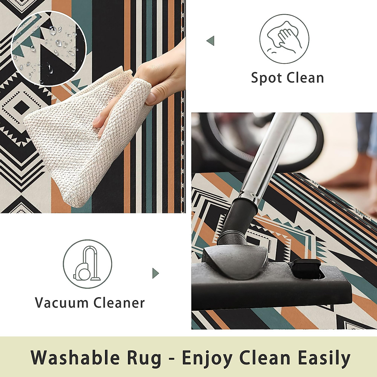 Area Rugs 5x7 Washable Rug Southwestern Living Room Area Rug Soft Anti-Skid Thin Carpet Indoor Floor Non-Shedding Carpets for Bedroom Dining Room Farmhouse Nursery Home Office