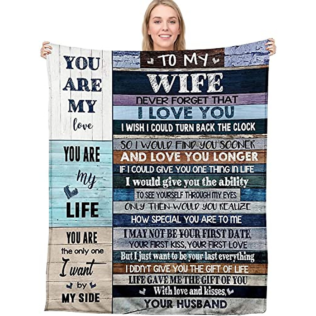 Anniversary Romantic Gift for Wife, Ultra-Soft Micro Fleece Sherpa Throw Blanket, Valentines Day Gifts for Her, Wife Birthday Gifts from Husband, for Bedding Sofa and Travel