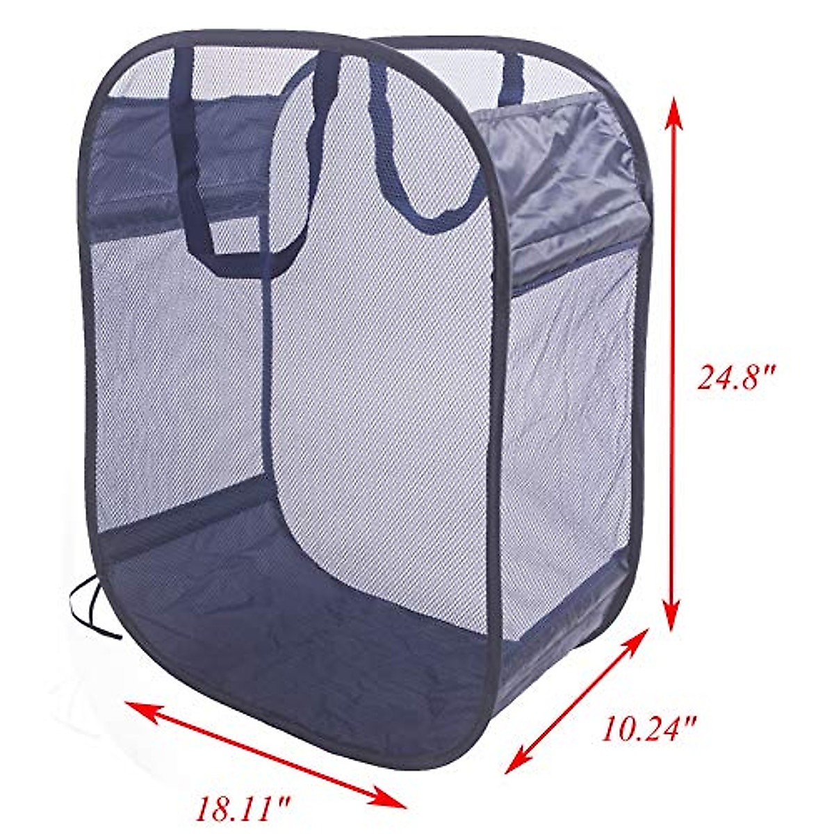 Amelitory Mesh Pop-up Laundry Hamper Easy Foldable Laundry Baskets With Two Durable Handles For Home,Dorm,Travelling Storage Dark Blue