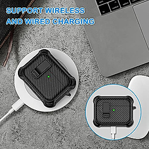 R-fun for AirPods Pro 2nd /1st Generation Carbon Fiber Case Cover with Lock,Automatic Snap Switch and Full-Body Drop Protection Case for AirPods Pro 2 -Black