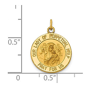 Solid 14k Yellow Gold Our Lady of Perpetual Help Medal Charm Pendant - 21mm x 15mm