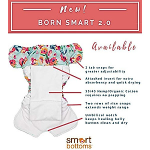 No Prep Cloth Diaper for Newborns – Smart Bottoms Born Smart 2.0 – Natural Fiber Interior (White)
