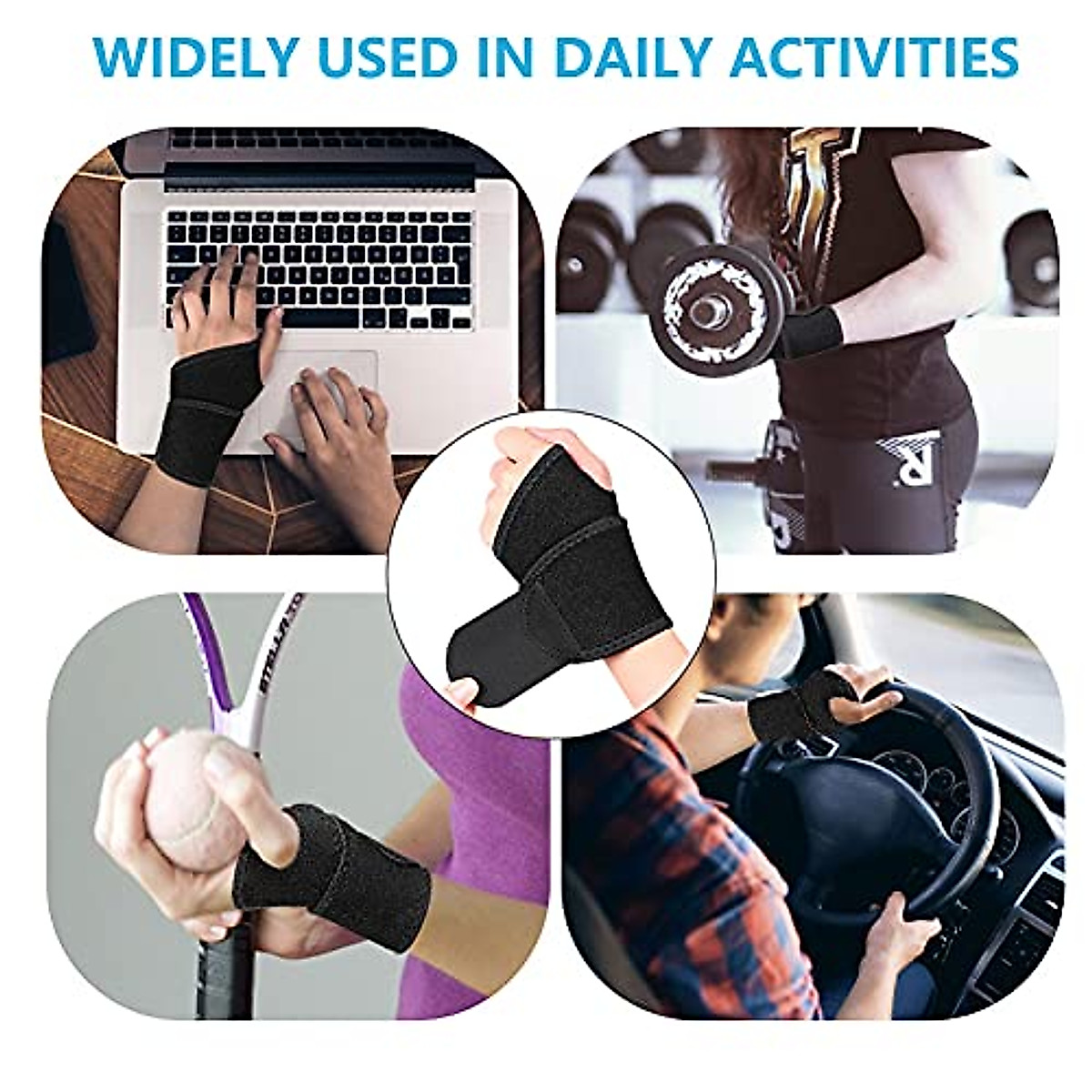 Wrist Support Braces for 3 Ways Wear,Adjustable Wrist Compression Strap for Arthritis Tendonitis Joint Pain Relief,Wrist Splint Guard for Carpal Tunnel Sport Support,Fit Women Men Left Right Hand