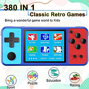 Beico Handheld Game Console for Kids Adults 3.0" Large Screen Built in 270 Classic Retro Video Games Seniors Electronic Games Consoles Birthday Present (Blue)