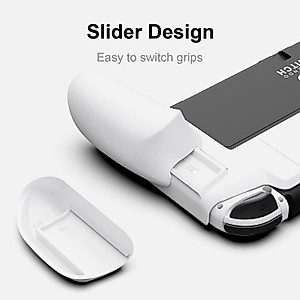 Skull & Co. NeoGrip: an Ergonomic Grip Hard Shell with Replaceable Grips [to fit All Hands Sizes] for Nintendo Switch OLED and Regular Model [No Carrying Case] - White