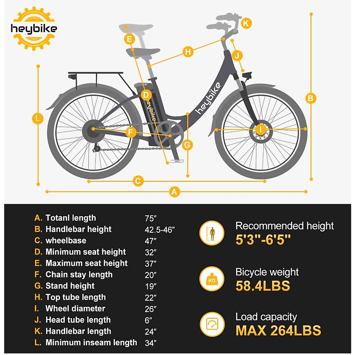 Heybike Cityscape Electric Bike 350W City Cruiser Bicycle Up to 40 Miles Removable Battery, 7-Speed and Dual Shock Absorber, 26/'' Commuter for Adults, White