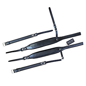 MUSIC FIRST Black Genuine Leather Super Wide Thick Comfortable 96 120 BASS Accordion Shoulder Strap Set Accordion Belt With FAST-ON BACK STRAP