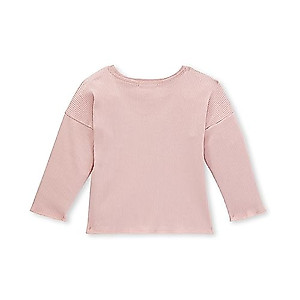 Burt's Bees Baby Baby Girls T-Shirt, Long Sleeve Basic Crewneck Tees, Peony